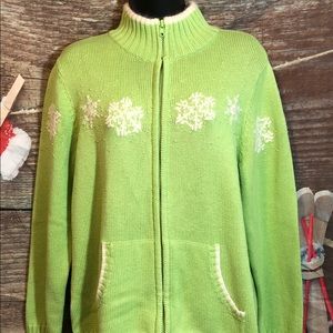 Quacker Factory | Sweaters | Quacker Factory Green Zipper Sweater ...